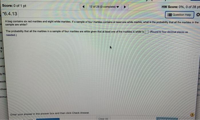 Solved What is the probability that all the marbles in the | Chegg.com