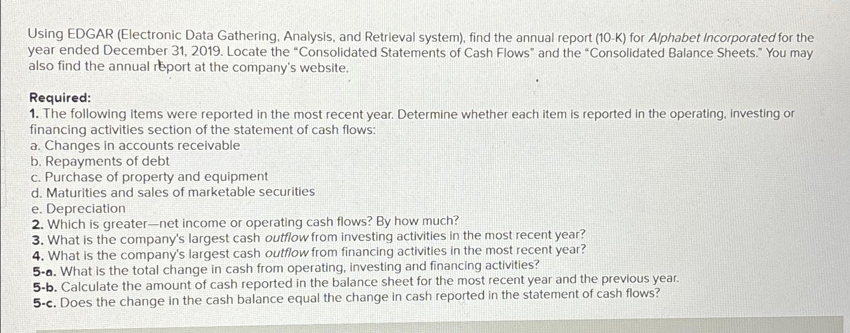 Solved Using EDGAR (Electronic Data Gathering, Analysis, and | Chegg.com