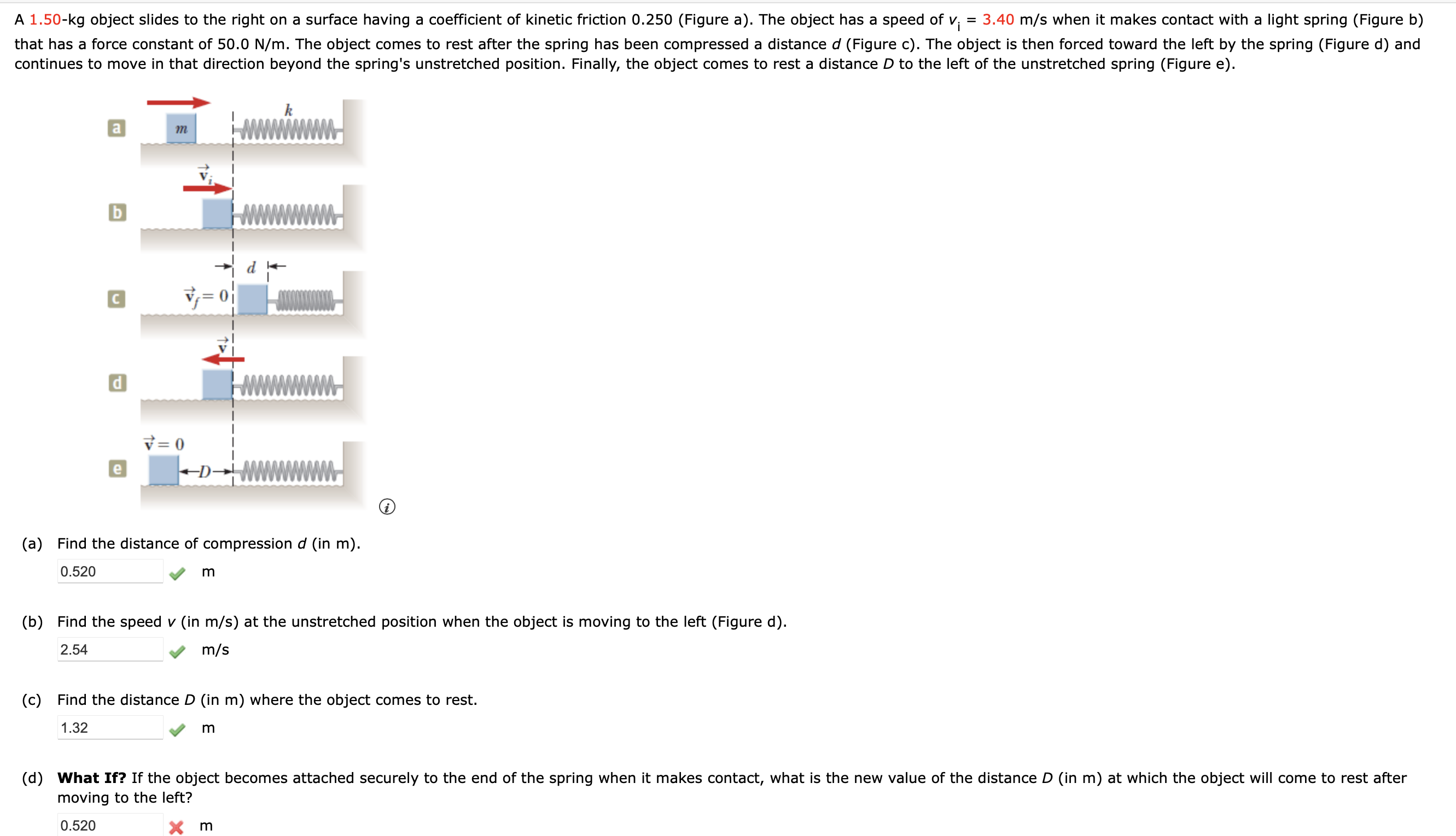 Solved A 1.50-kg ﻿object slides to ﻿the right on ﻿a surface | Chegg.com