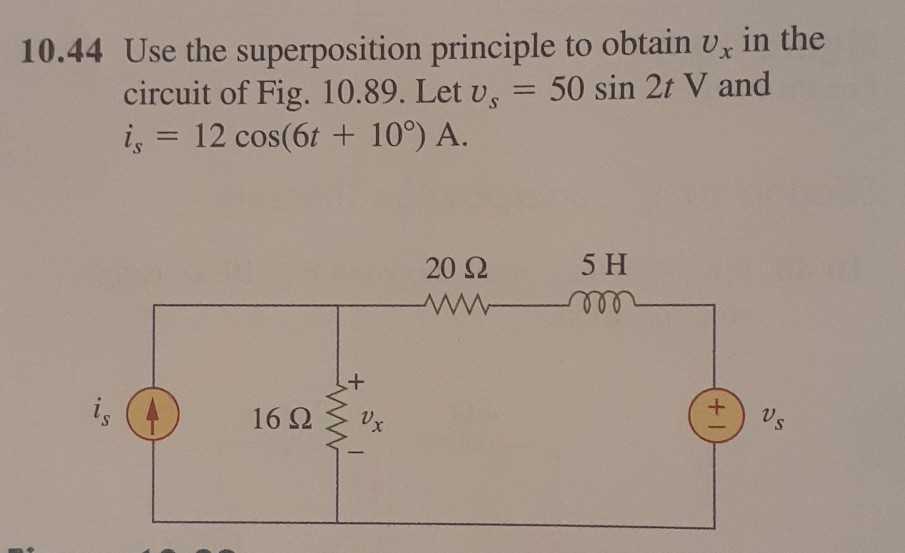 Solved 10.44 Use the superposition principle to obtain v, in | Chegg.com
