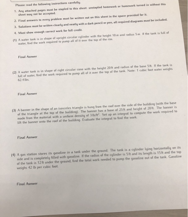 Solved Please read the following instructions carefully 1. | Chegg.com