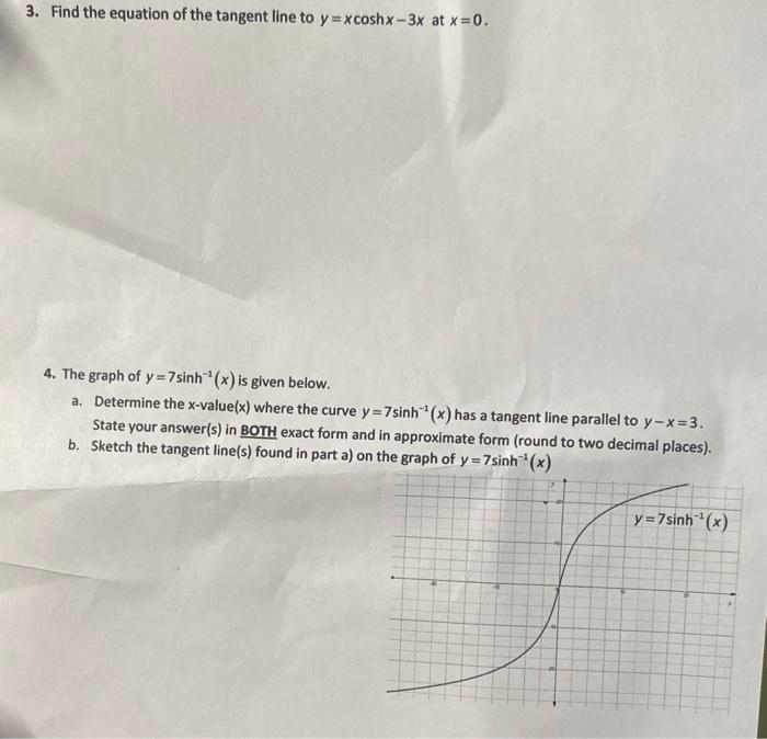 Solved 3. Find the equation of the tangent line to | Chegg.com