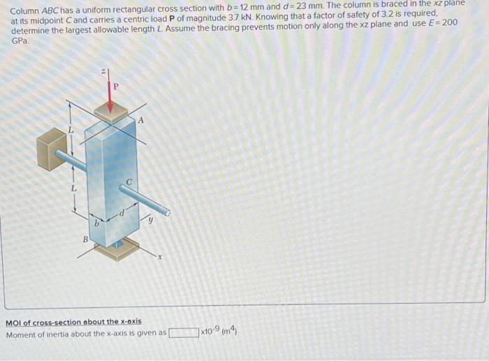 Solved Column ABC has a uniform rectangular cross section | Chegg.com