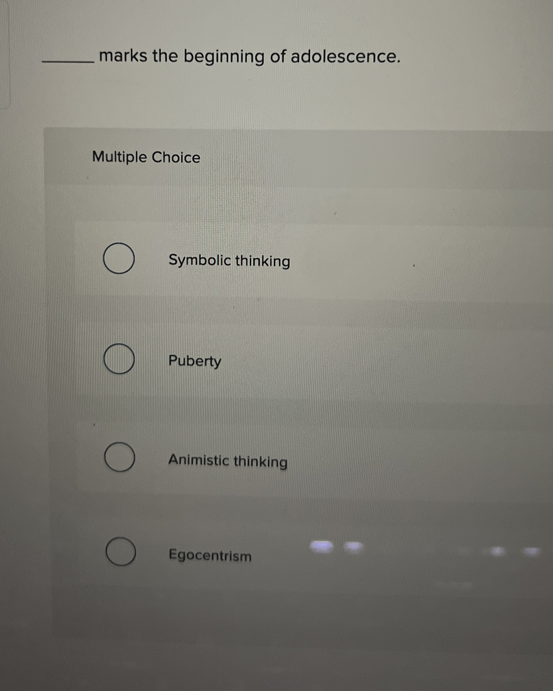 Solved marks the beginning of adolescence.Multiple | Chegg.com