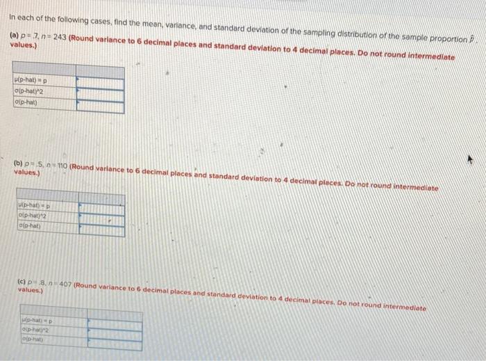 Solved In each of the following cases, find the mean, | Chegg.com