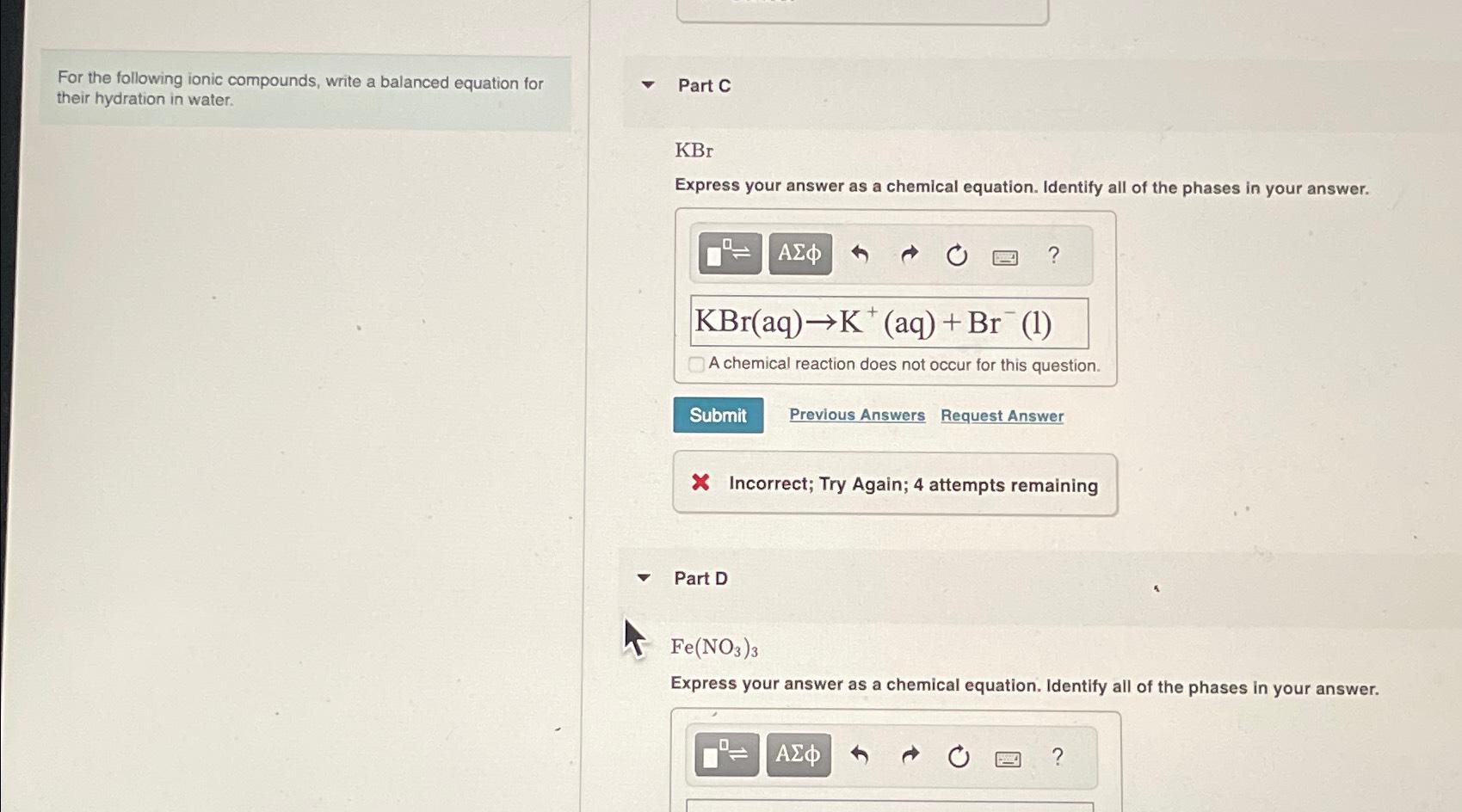 Solved For the following ionic compounds, write a balanced | Chegg.com