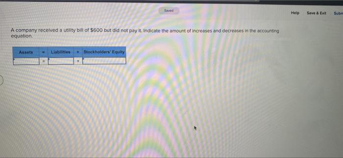 Solved Help Save & Exit Subm A company received a utility | Chegg.com