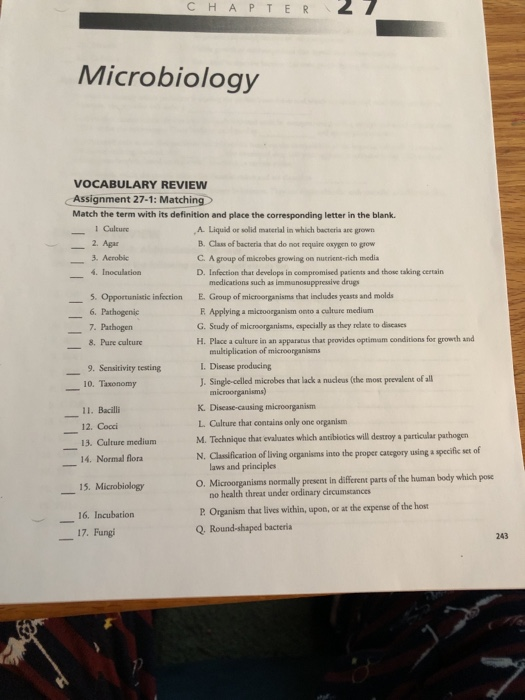 Solved с н А Р Т Е R 2 Microbiology VOCABULARY REVIEW | Chegg.com