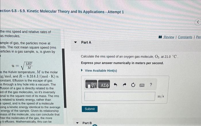 Solved ection 6.8 - 6.9. Kinetic Molecular Theory and Its | Chegg.com Solved ection 6.8 - 6.9. Kinetic Molecular Theory and Its | Chegg.com