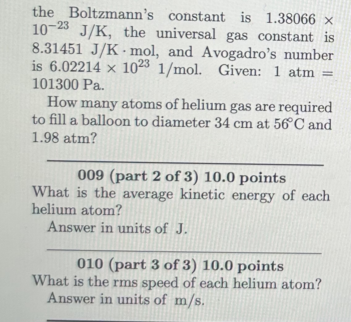 Solved The molecular mass of helium is 4g/mol, ﻿he | Chegg.com