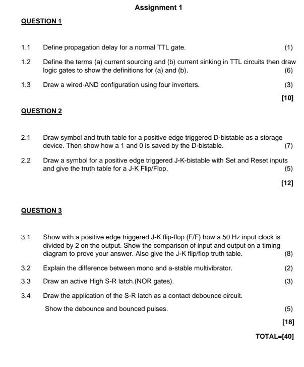 Solved 1.1 Define propagation delay for a normal TTL gate. | Chegg.com
