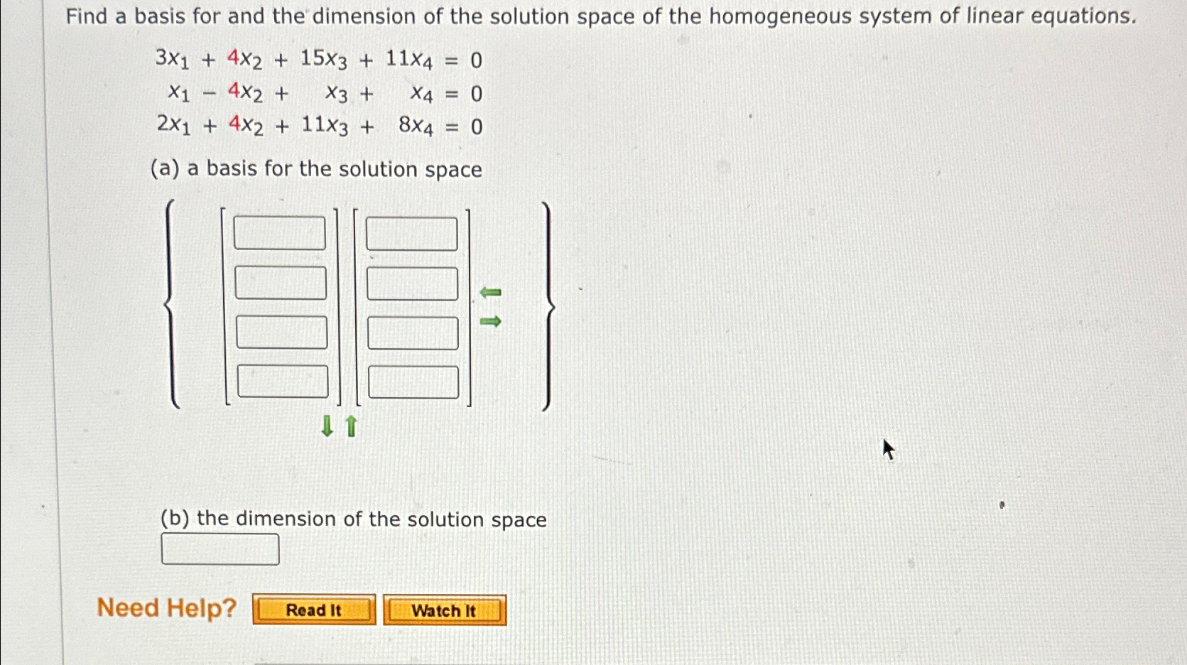 Solved Find a basis for and the dimension of the solution | Chegg.com