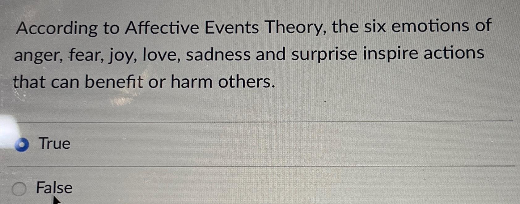 Solved According to Affective Events Theory, the six | Chegg.com
