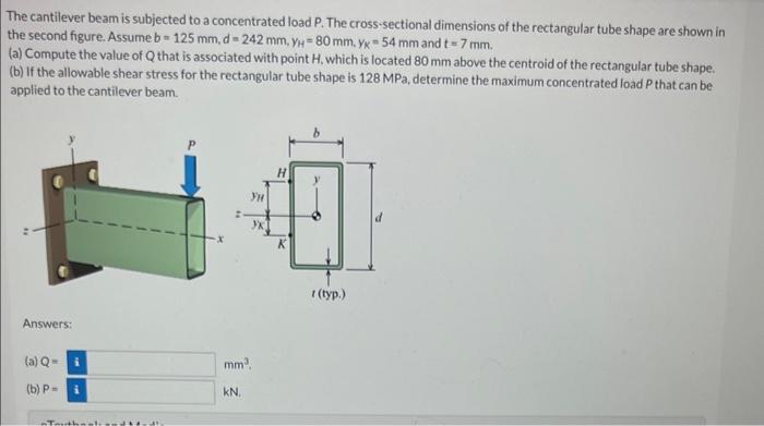 Solved The cantilever beam is subjected to a concentrated | Chegg.com