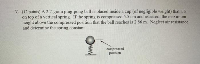 Solved 3) (12 points) A 2.7-gram ping-pong ball is placed | Chegg.com