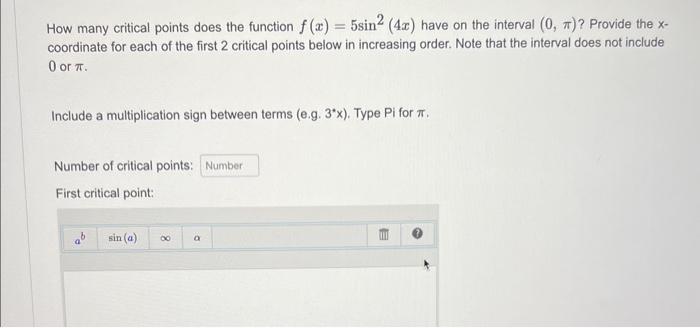 Solved How many critical points does the function | Chegg.com