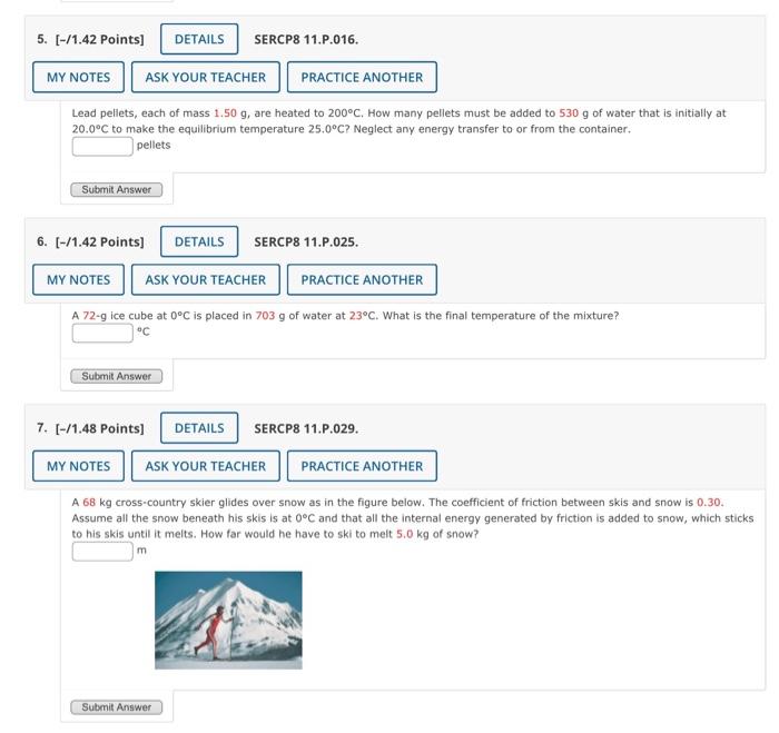 Solved Lead pellets, each of mass 1.50 g, are heated to | Chegg.com