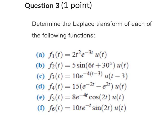 Solved Determine the Laplace transform of each of the | Chegg.com