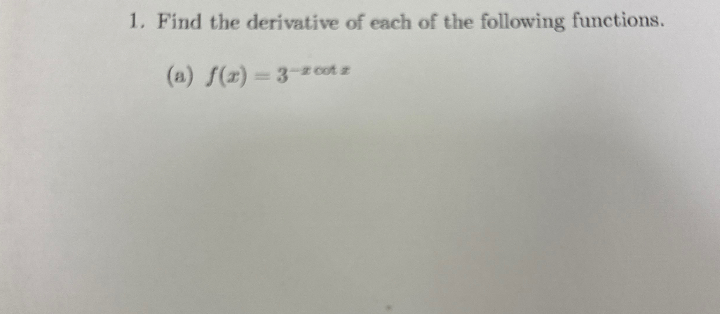 Solved Find the derivative of each of the following | Chegg.com