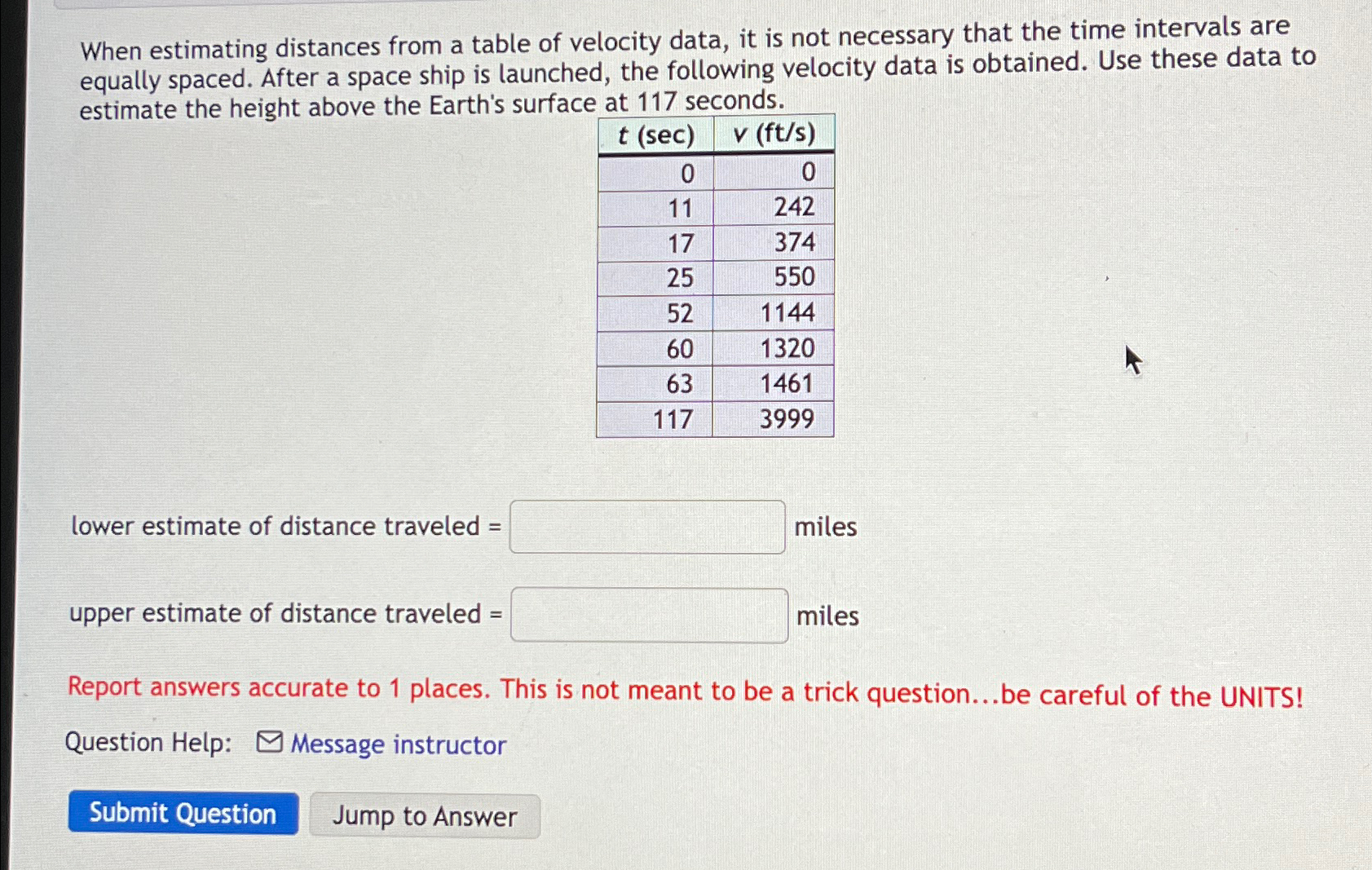 Solved When estimating distances from a table of velocity | Chegg.com