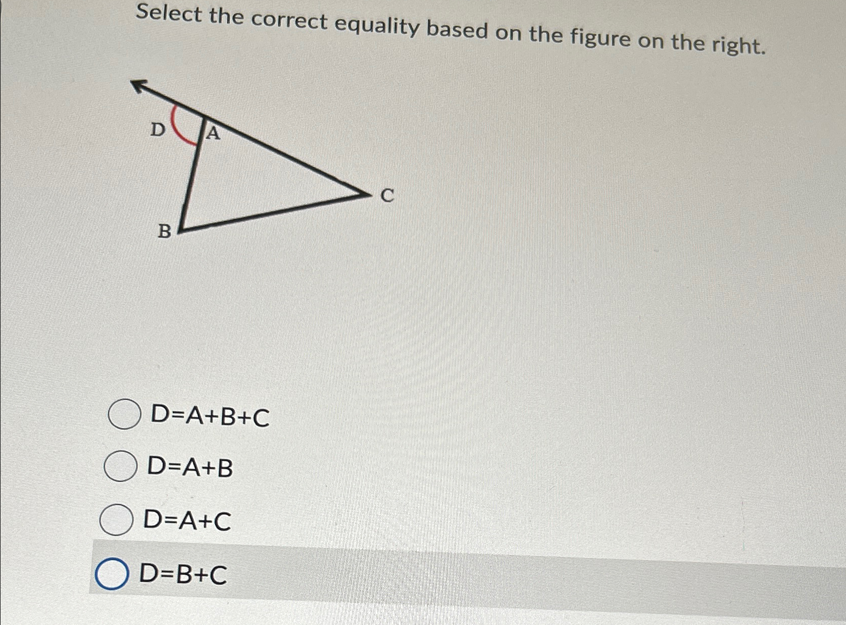 Solved Select the correct equality based on the figure on | Chegg.com