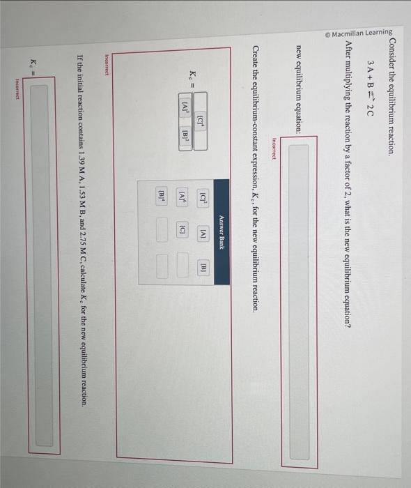Solved Consider the equilibrium reaction. 3 A+B=2C After | Chegg.com