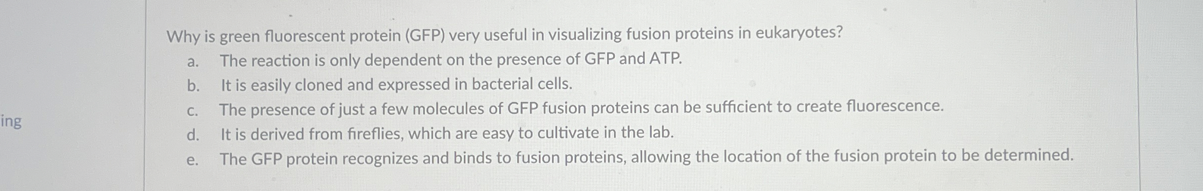 Solved Why is green fluorescent protein (GFP) ﻿very useful | Chegg.com