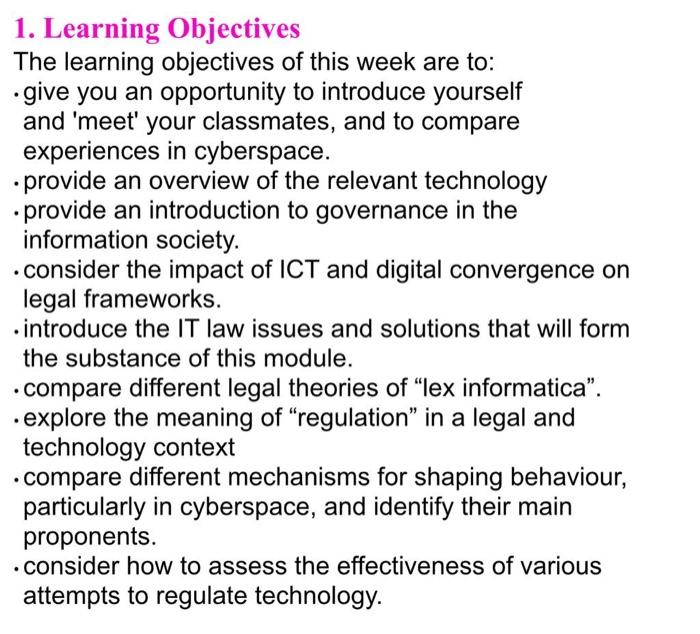 Solved 1. Learning Objectives The learning objectives of | Chegg.com