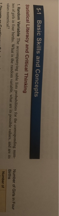 Solved 5-1 Basic Skills and Concepts Statistical Literacy | Chegg.com