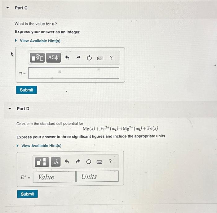 Solved \\[ \\mathrm{Mg}(s)+\\mathrm{Fe}^{2+}(a q) | Chegg.com
