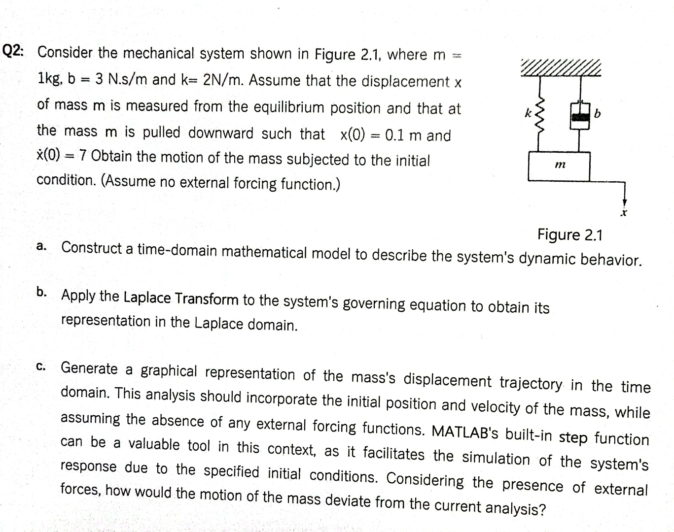 Solved Q2: Consider the mechanical system shown in Figure | Chegg.com
