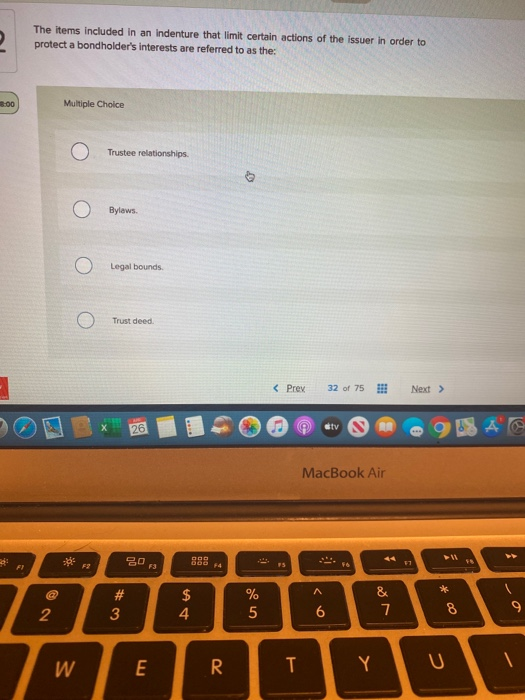 Solved The items included in an Indenture that limit certain | Chegg.com