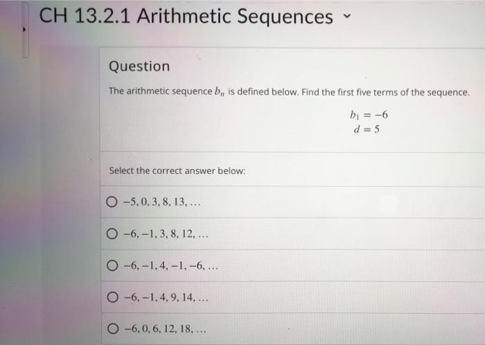 Solved The arithmetic sequence bn is defined below. Find the | Chegg.com