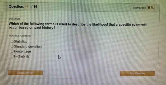 Solved Which of the following terms is used to describe the | Chegg.com