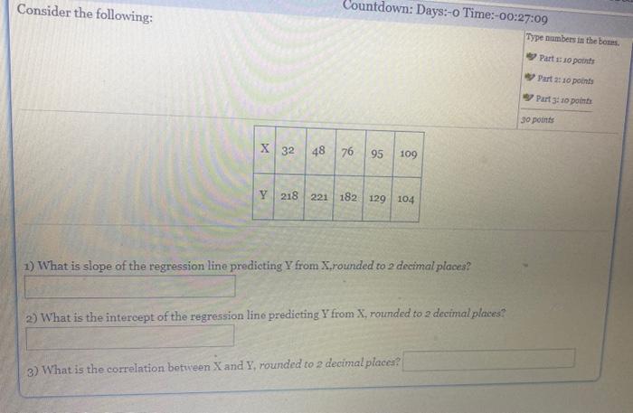 Solved Consider the following: Countdown: Days:-0 | Chegg.com