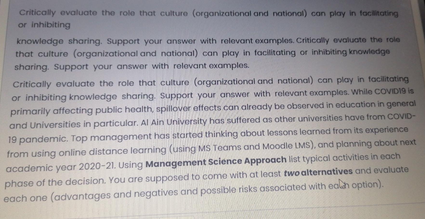 Solved Critically evaluate the role that culture | Chegg.com Solved Critically evaluate the role that culture | Chegg.com