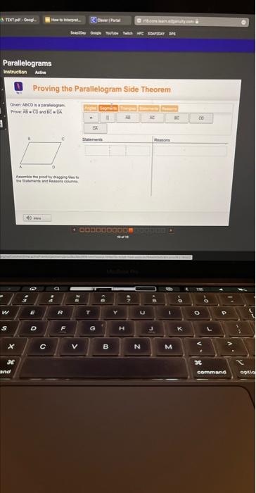 i. Proving the Parallelogram Side Theorem Provec | Chegg.com