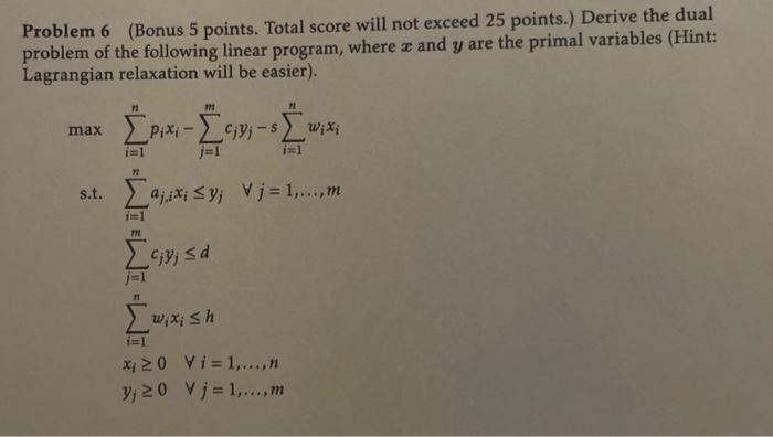 Solved Problem 6 (Bonus 5 points. Total score will not | Chegg.com