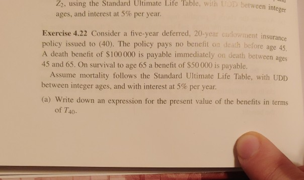 Solved 22, using the Standard Ultimate Life Table, with | Chegg.com