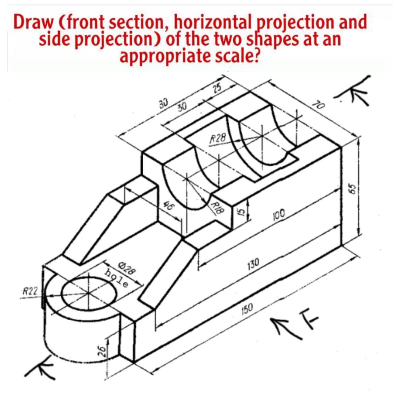 Solved Draw (front section, horizontal projection and side | Chegg.com