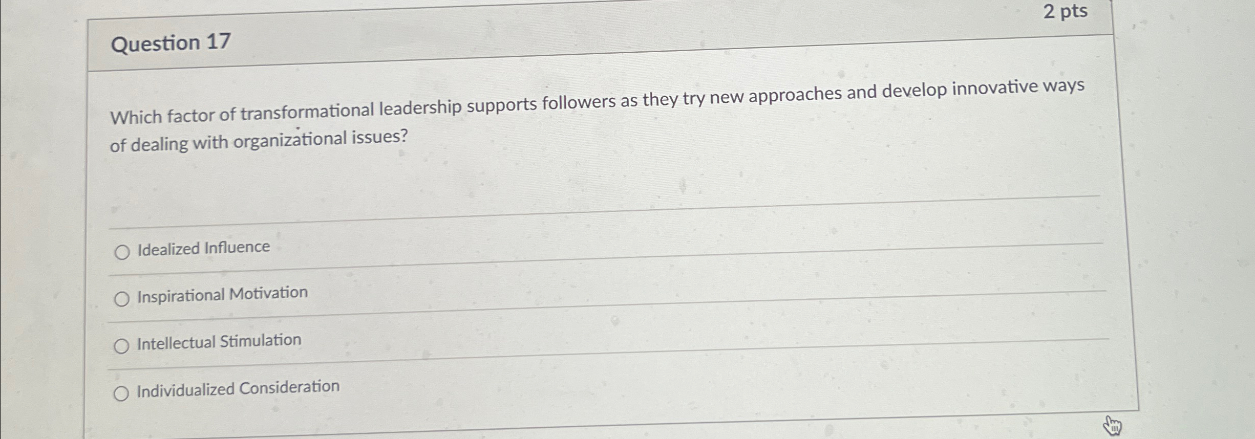 Solved Question 17Which factor of transformational | Chegg.com