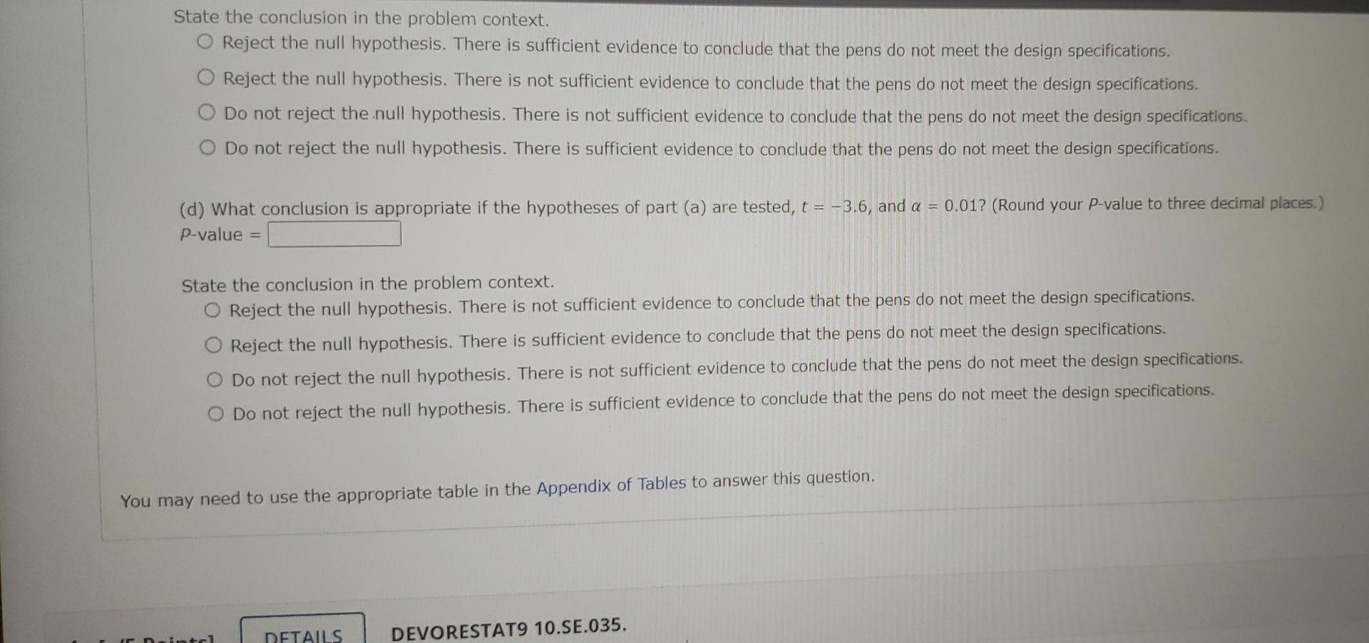 Solved State the conclusion in the problem context. Reject | Chegg.com