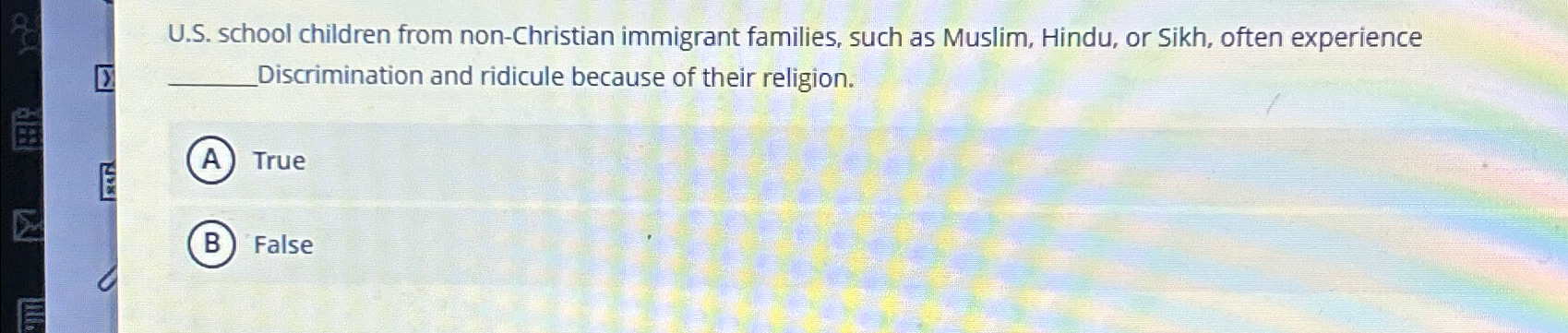 Solved U.S. ﻿school children from non-Christian immigrant | Chegg.com