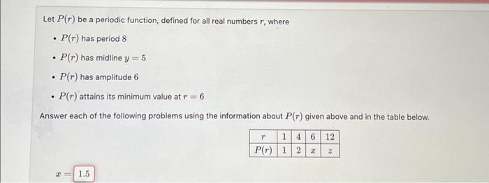 Solved Let P(r) be a periodic function, defined for all real | Chegg.com