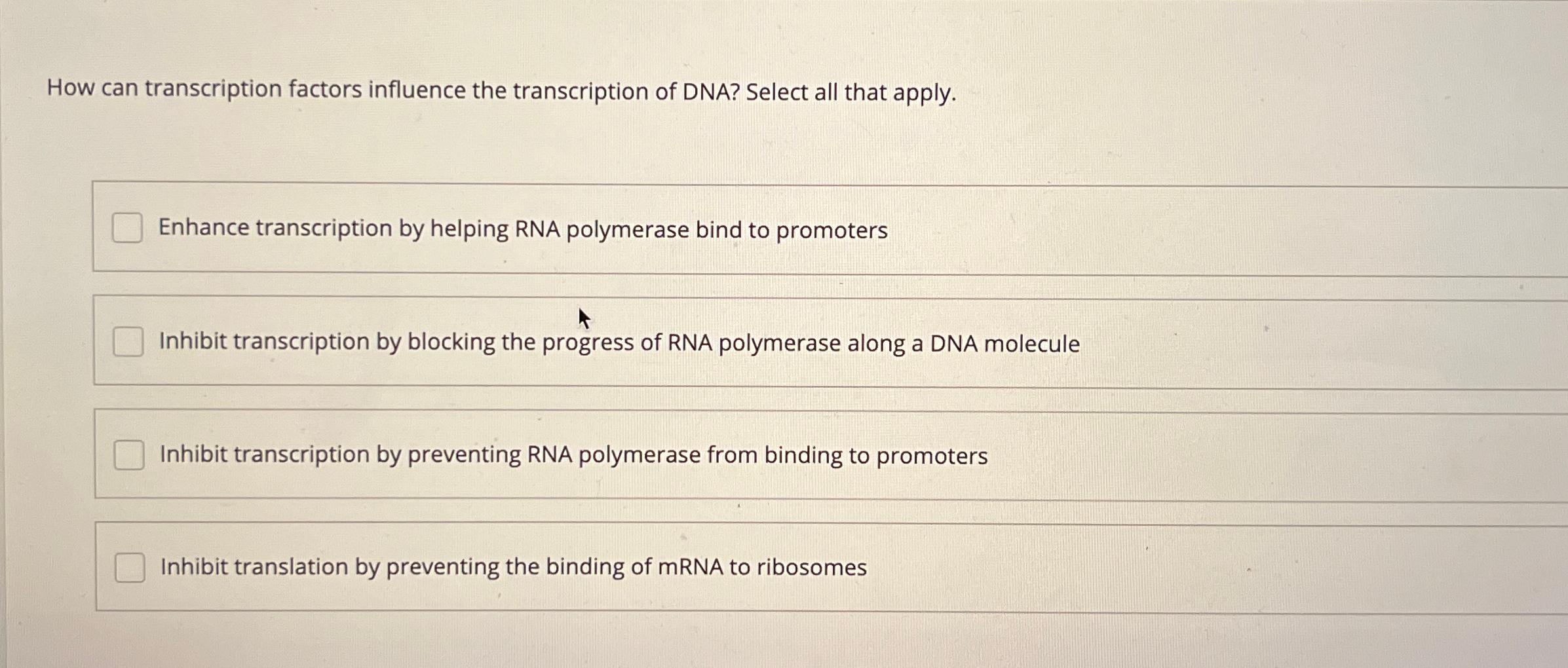 Solved How can transcription factors influence the | Chegg.com