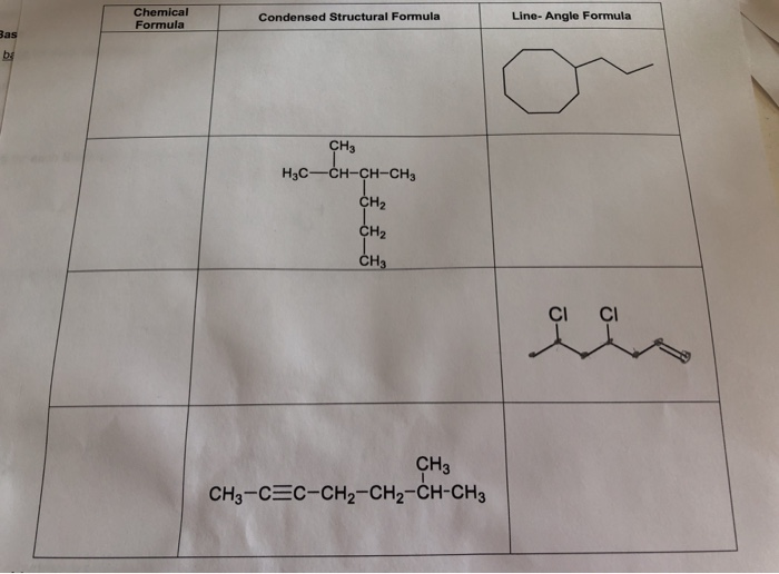 Solved Chemical Formula Condensed Structural Formula | Chegg.com