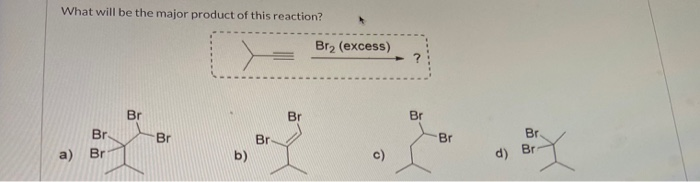 Solved What will be the major product of this reaction? Br2 | Chegg.com
