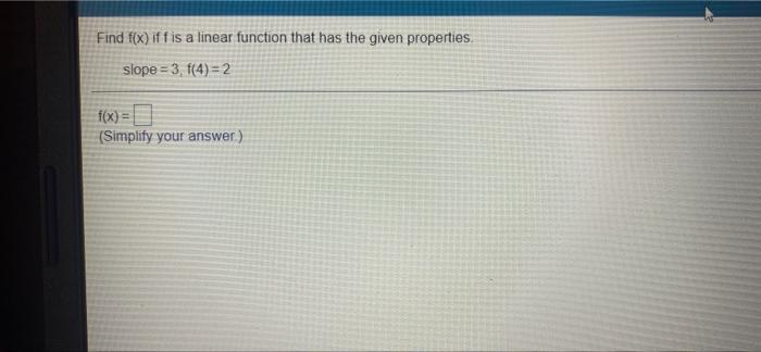 Solved Find f(x)iff is a linear function that has the given | Chegg.com