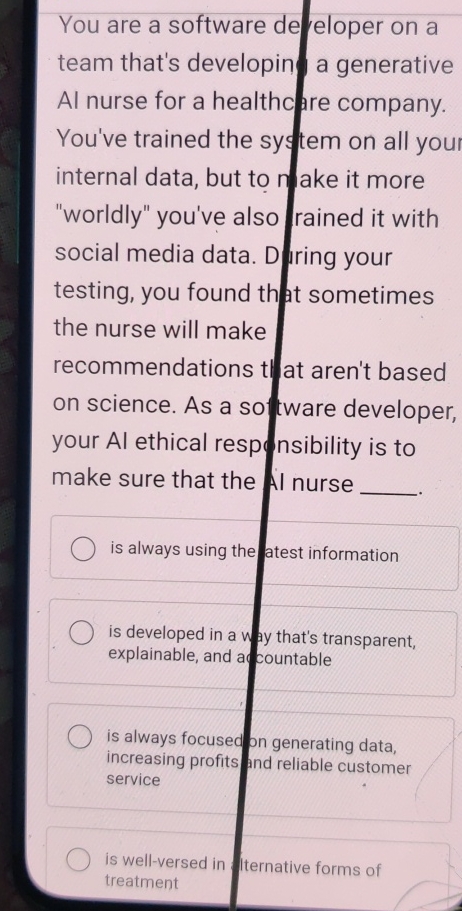 Solved You are a software de eloper on a team that's | Chegg.com