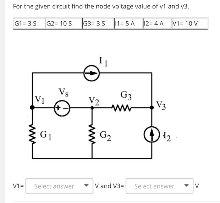 Solved For the given circuit find the node voltage value of | Chegg.com